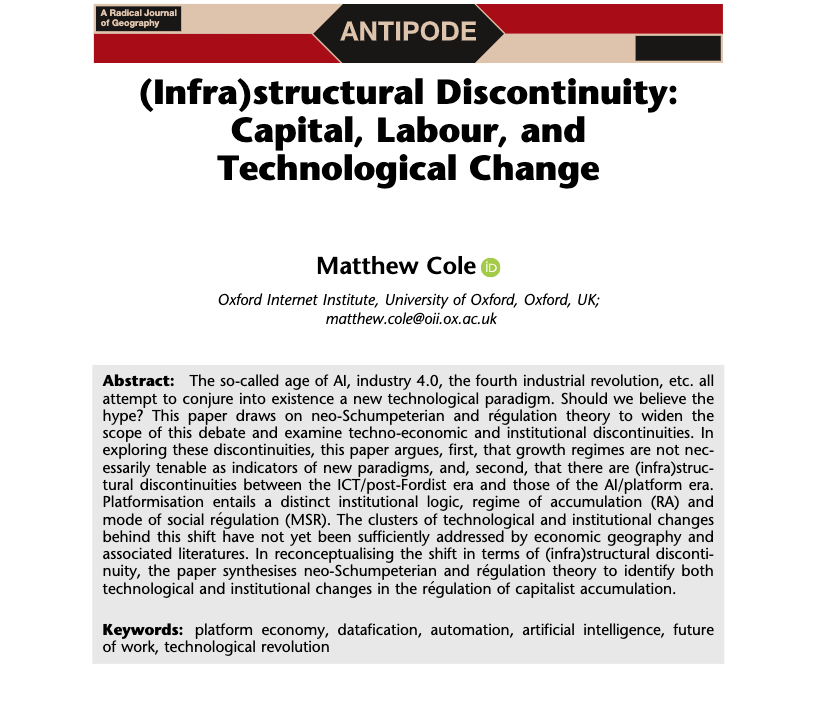 (Infra)structural Discontinuity: Capital, Labour, and Technological ...